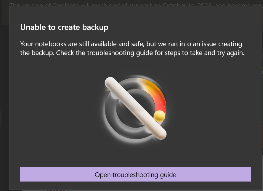 Unable to update to "new OneNote app" - "Unable to create backup" - Microsoft Q&A