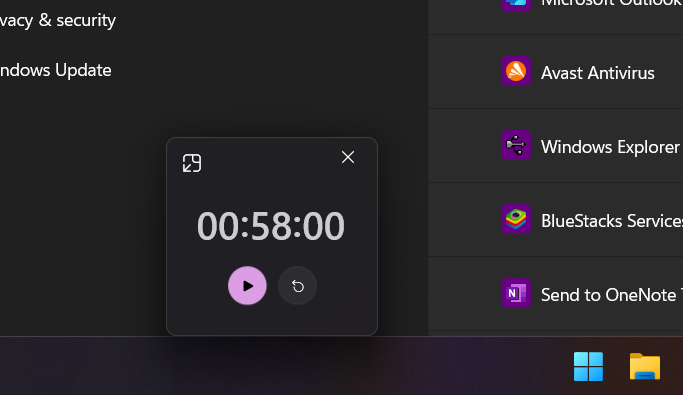 how to display the clock timer on the Taskbar instead of floating on the screen? - Microsoft Q&A