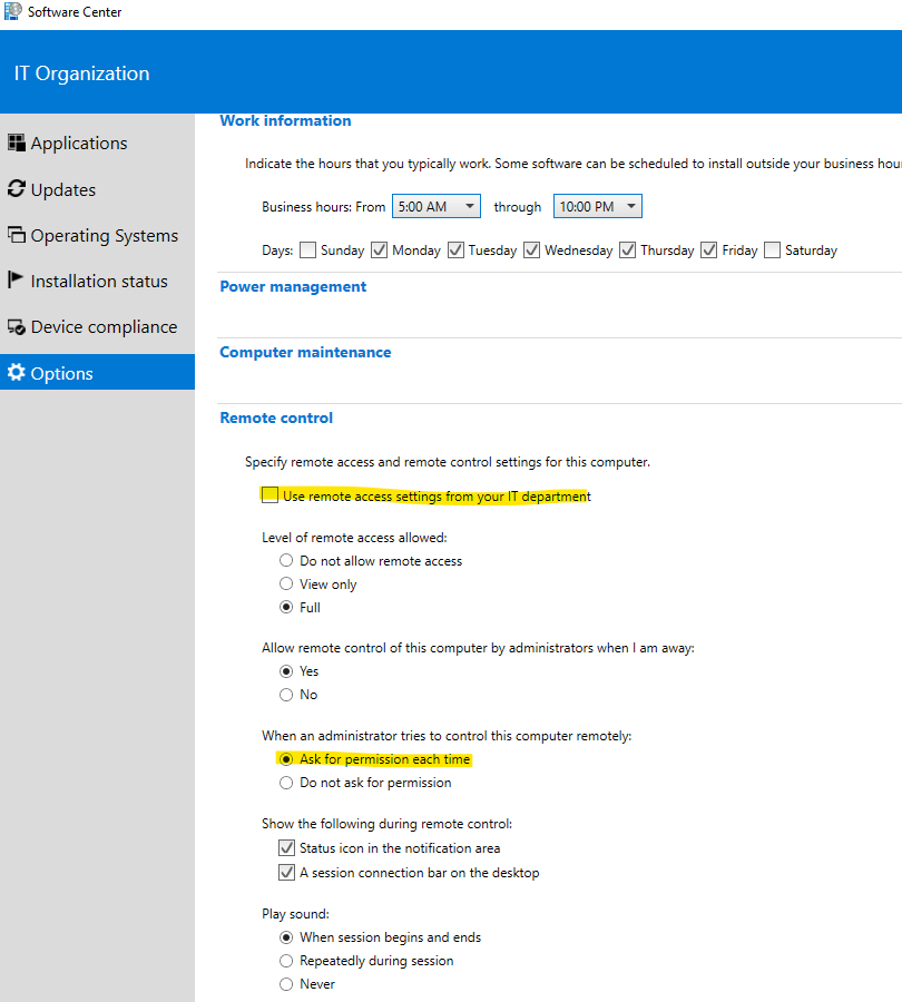 MECM2309 show "asking the remote user to allow remote control" in ...