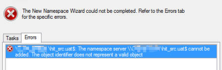 Failure to add DFS namespace - Microsoft Q&A