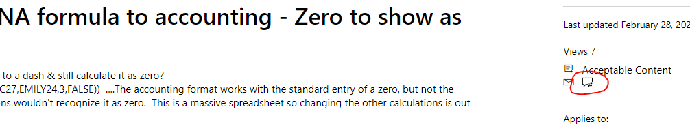 Formatting a cell with ISNA formula to accounting - Zero to show as a ...
