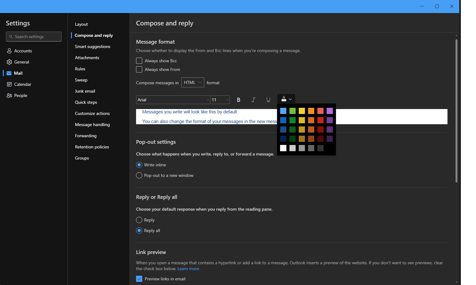 new outlook default font color - Microsoft Q&A