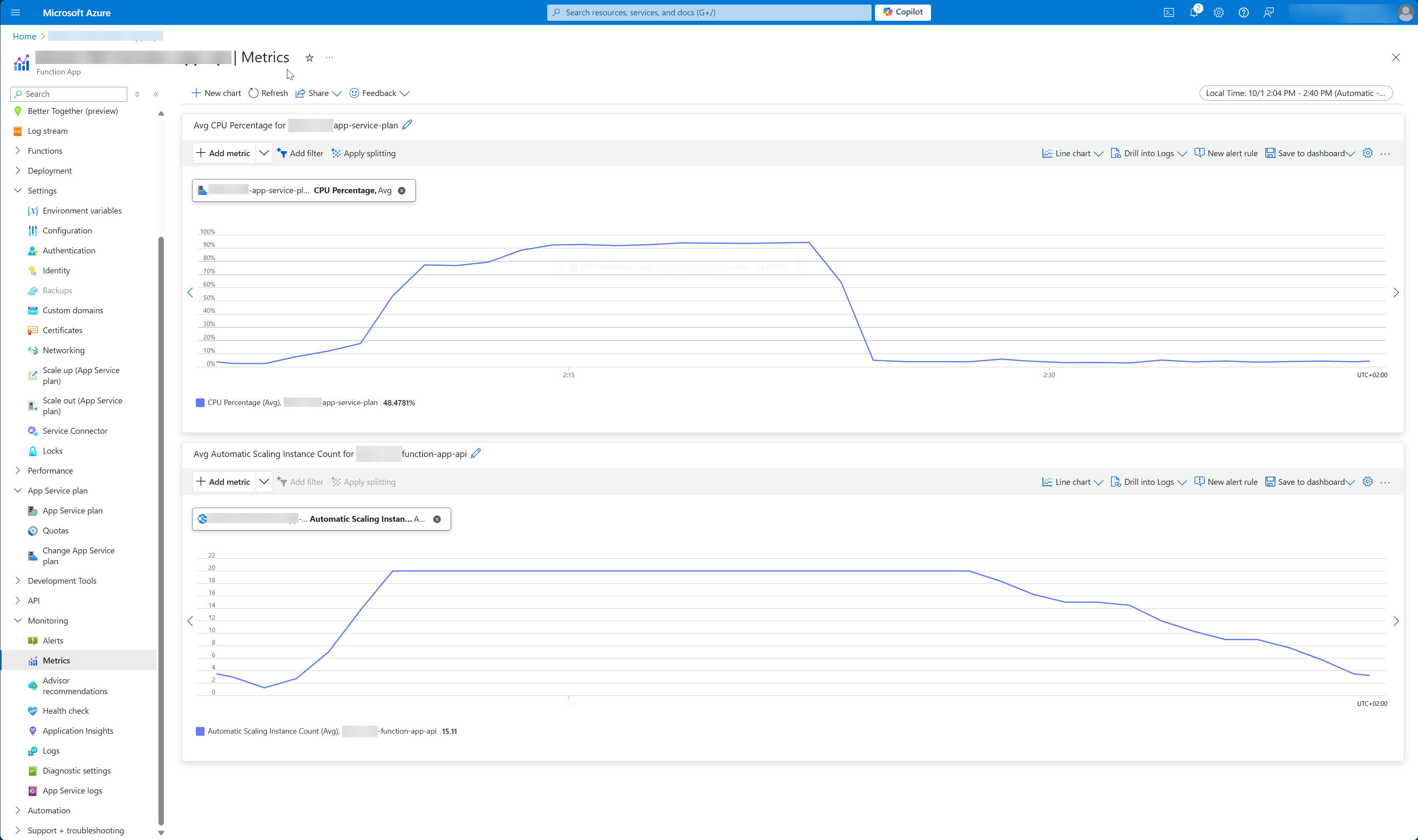Function app with Elastic Premium service plan won't scale out to 100 instances - Microsoft Q&A