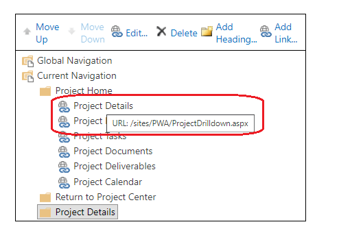 Project Site - Navigation link broken on Project Detail Page ...