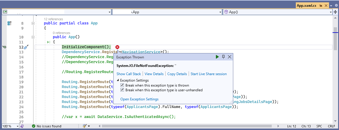 System Io Filenotfoundexception When Running App After Deployment To Android Device