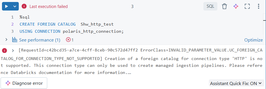 Foreign catalog creation via HTTP connection not working in Azure ...