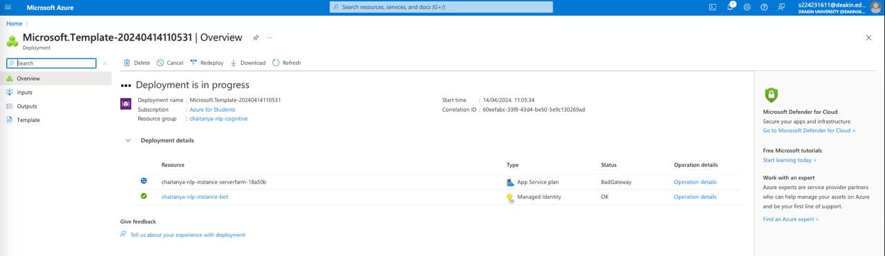 Unable to create and deploy a bot using Azure language studio - Microsoft Q&A