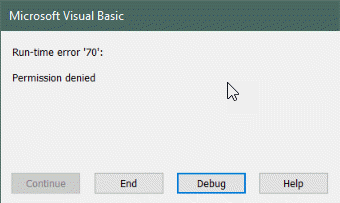 VBA Run-time Error '70': Permission Denied. - Microsoft Q&A