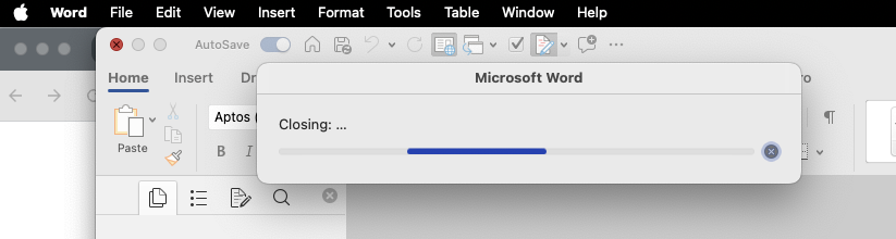 Can I safely close this never ending pop up in MS Word (macOS ...