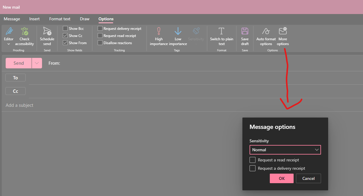 Where is the Message encrypt button in New outlook ? - Microsoft Q&A