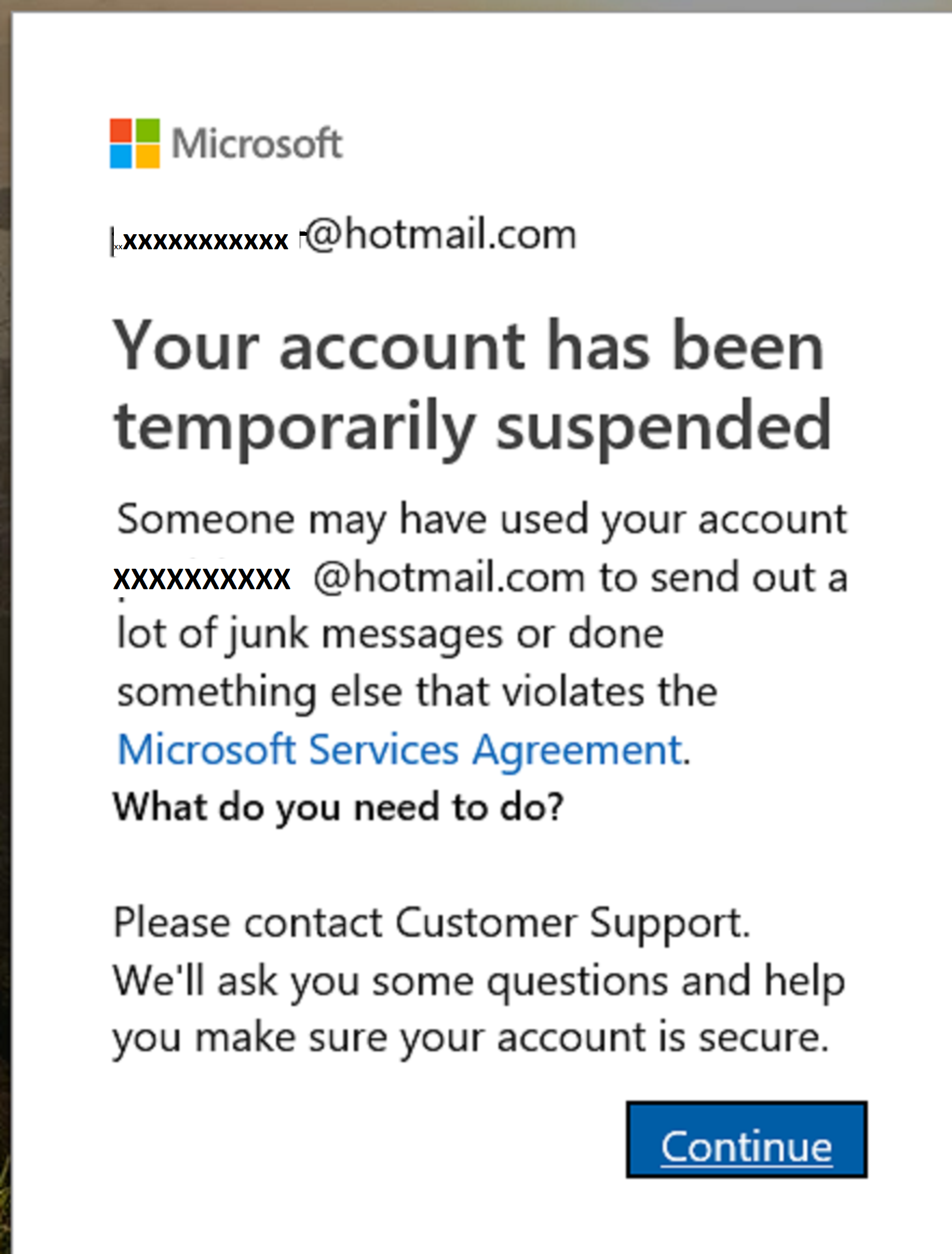 outlook.com account blocked - Microsoft Q&A