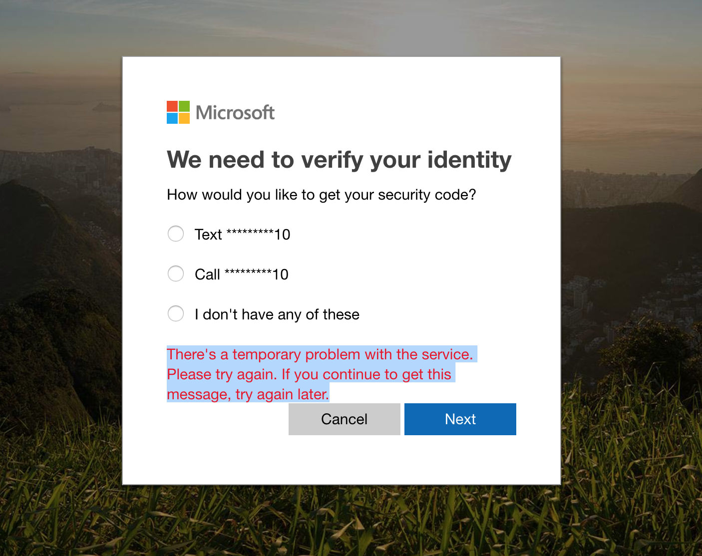 There's a temporary problem with the service. Please try again. If you ...