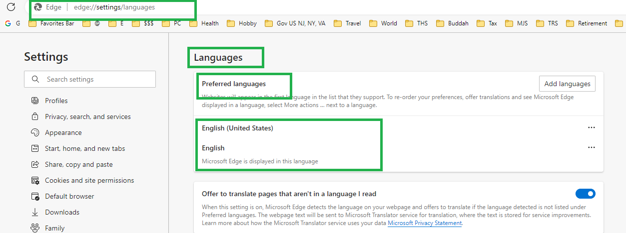 Wrong Language being displayed in Microsoft Edge as of Nov 5 ...