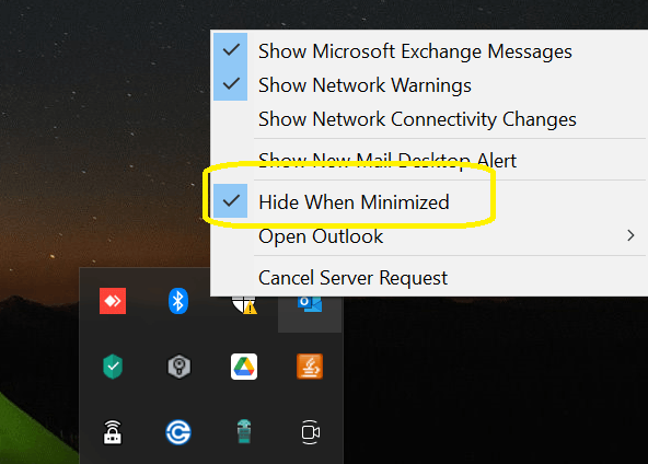 I have outlook classic. It disapper when I minimize. - Microsoft Q&A