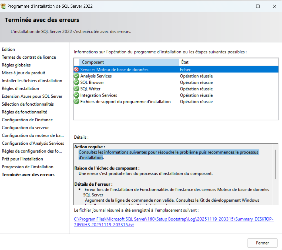 SQL Server 2022 installation error + Unable to create SQL instance - Microsoft Q&A