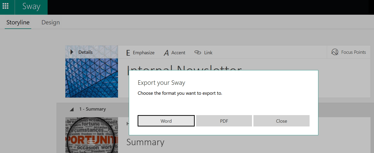 Sway document - how to save - Microsoft Q&A