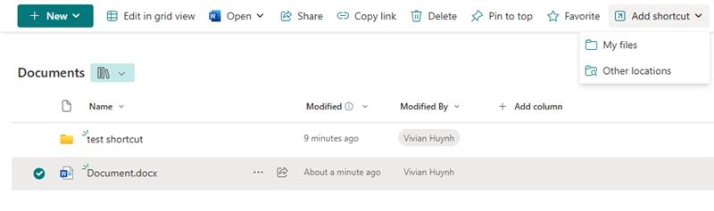 The "Add shortcut to My files." does not show up on any SharePoint site ...
