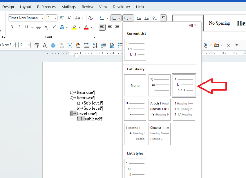 Change list style in the middle of a numbered list - Microsoft Q&A