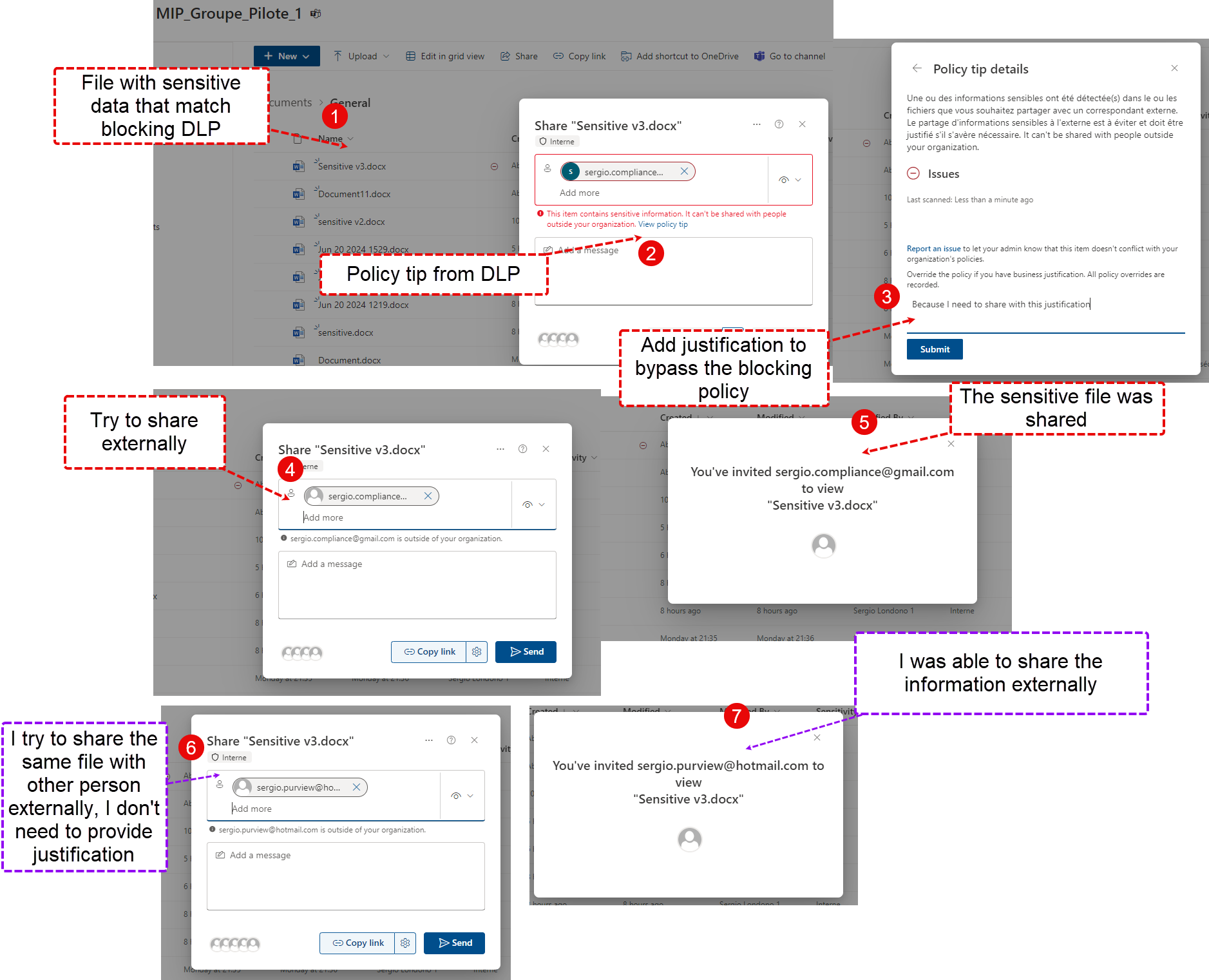 Purview DLP in Sharepoint: How long the override is active and when should I provide override ...