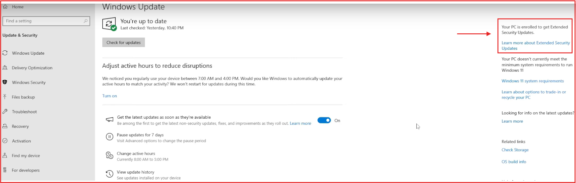 Confirm my Pc is enrolled in ESU - Microsoft Q&A