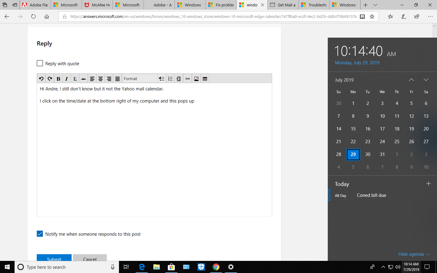 windows 10 microsoft edge calendar - Microsoft Q&A