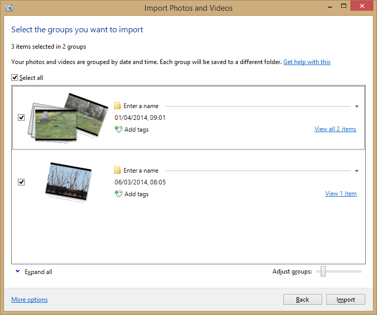 Importing photos from camera in groups (folders) by DATE TAKEN instead ...