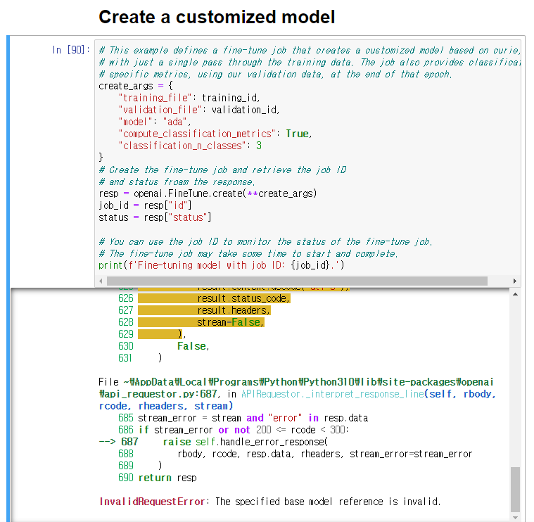 InvalidRequestError: The specified base model reference is invalid. - Microsoft Q&A