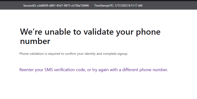 Unable to validate phone while create azure free account - Microsoft Q&A