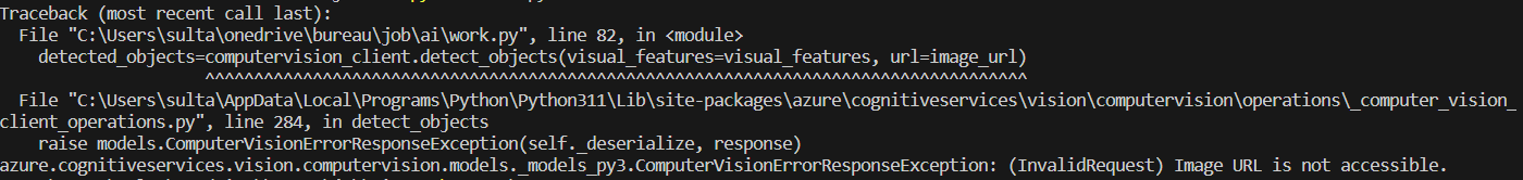 Azure Computer Vision - detect_objects (Image URL is not accessible ...