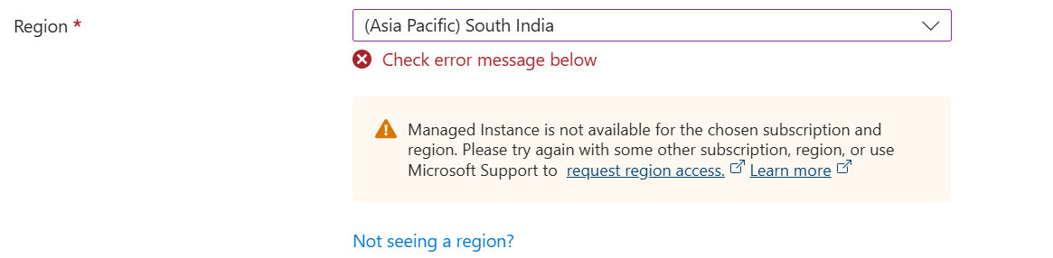 Cannot create sql managed instance - Microsoft Q&A