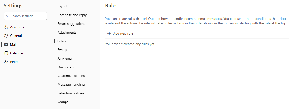 How do I apply a rule on messages I send in the new Outlook for Windows ...