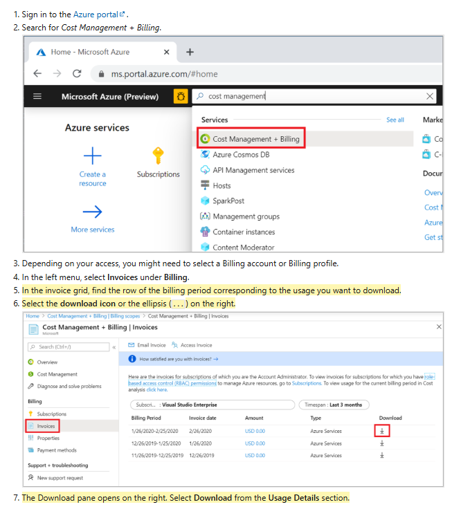 How to check the details of the backbilling usages invoice for Azure ...