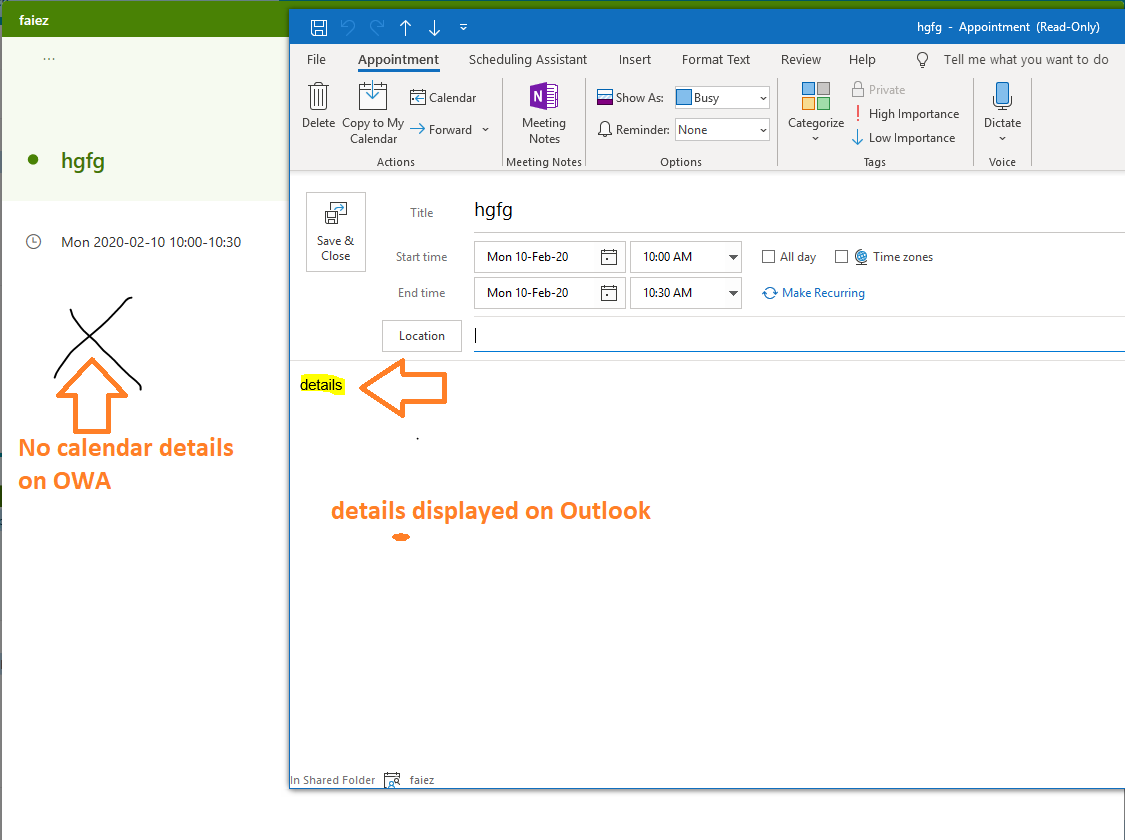 Limited details on Outlook - Microsoft Q&A
