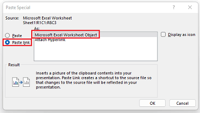 OneDrive Excel worksheet object embedded in PowerPoint connection ...