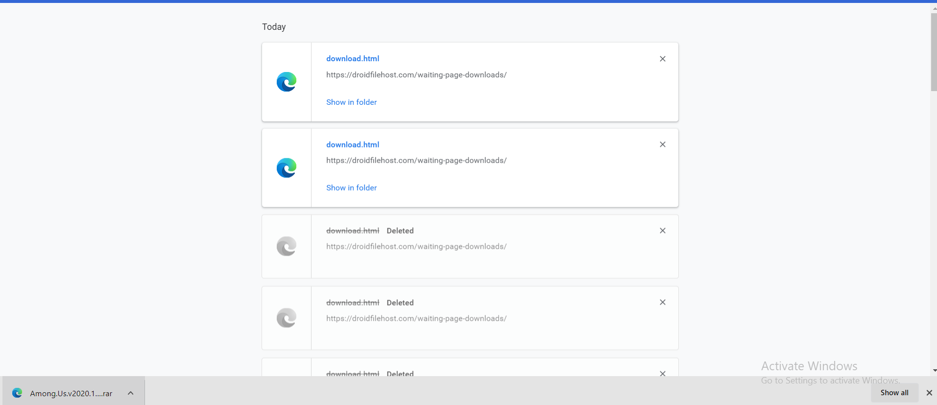 A rar file changes into a Microsoft Edge Html document after ...