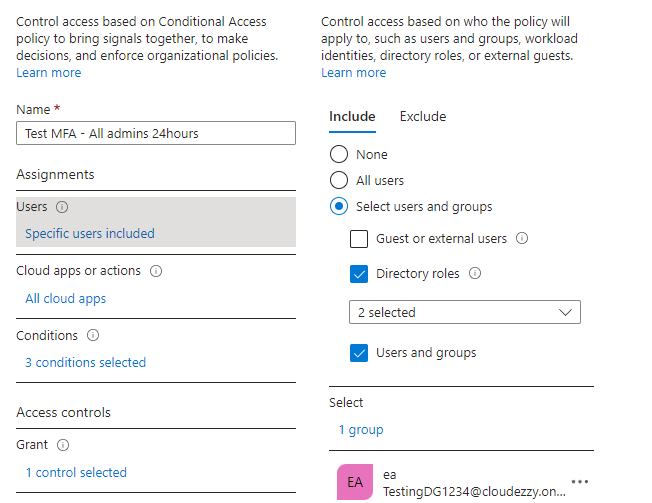 Possible to make a conditional access rule only apply to users in a group that has an admin role ...