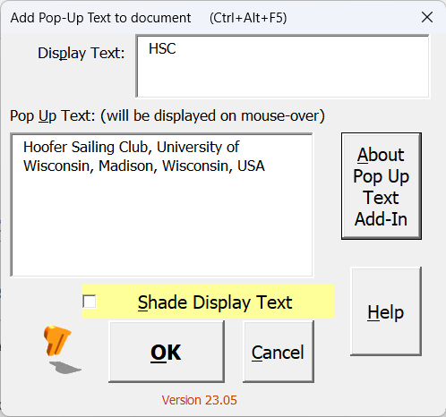How do you create a hover pop-up for an acronym used throughout a word ...