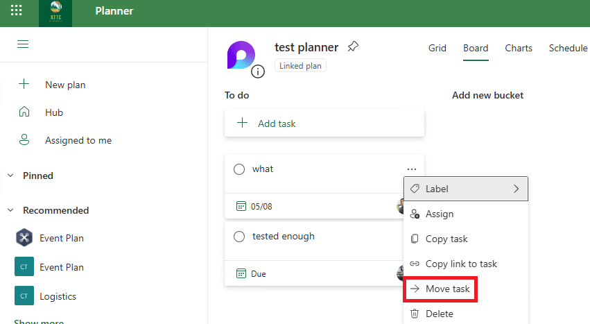 Adding task to existing Planner Plan from Teams Meeting Notes ...