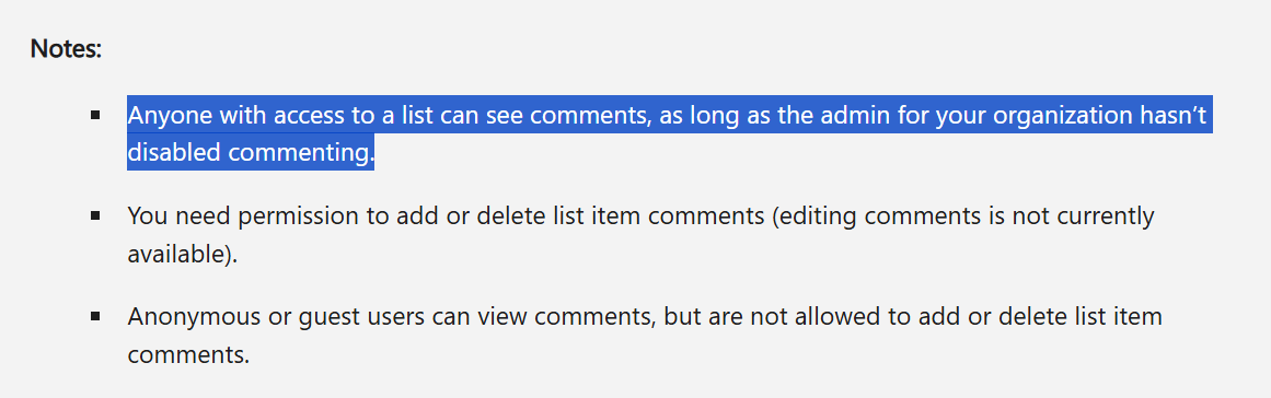 Limit comment to selected users - Microsoft Q&A