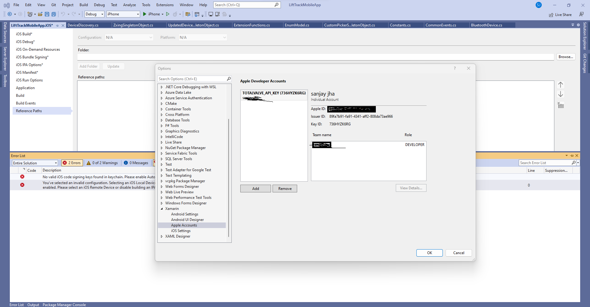 Problem encountered while configuring the automatic provisioning profile for Xamarin iOS in ...