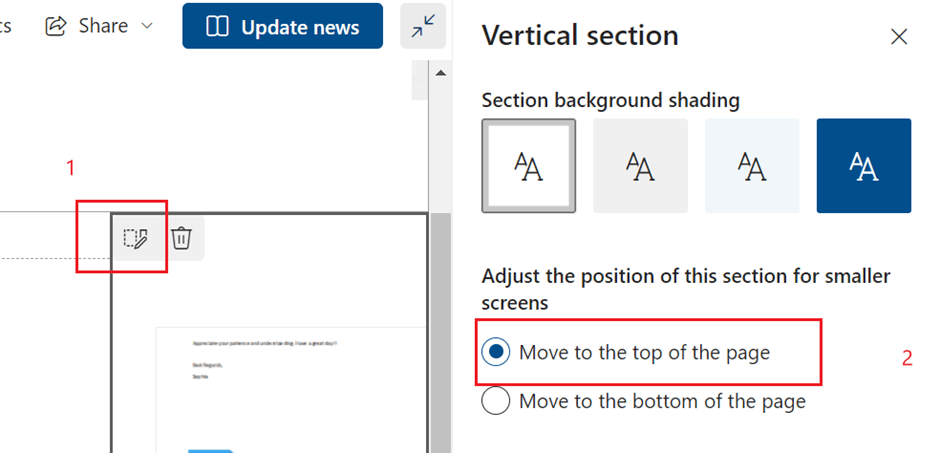 Snapping 'vertical section' on SharePoint page to the top when on ...
