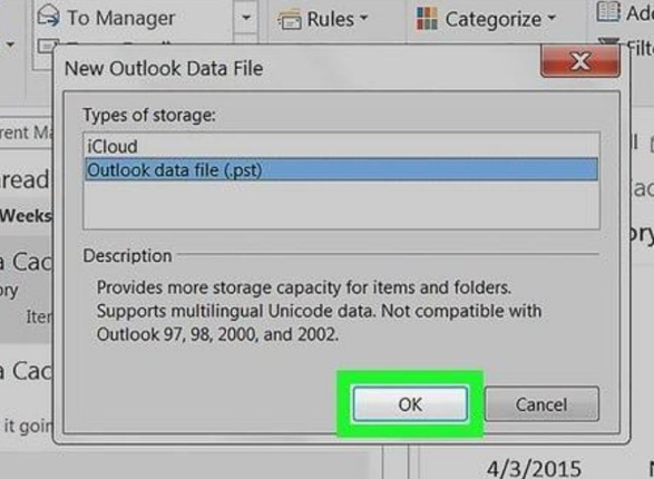 How to create a PST file in outlook on my PC and open up the file, home ...