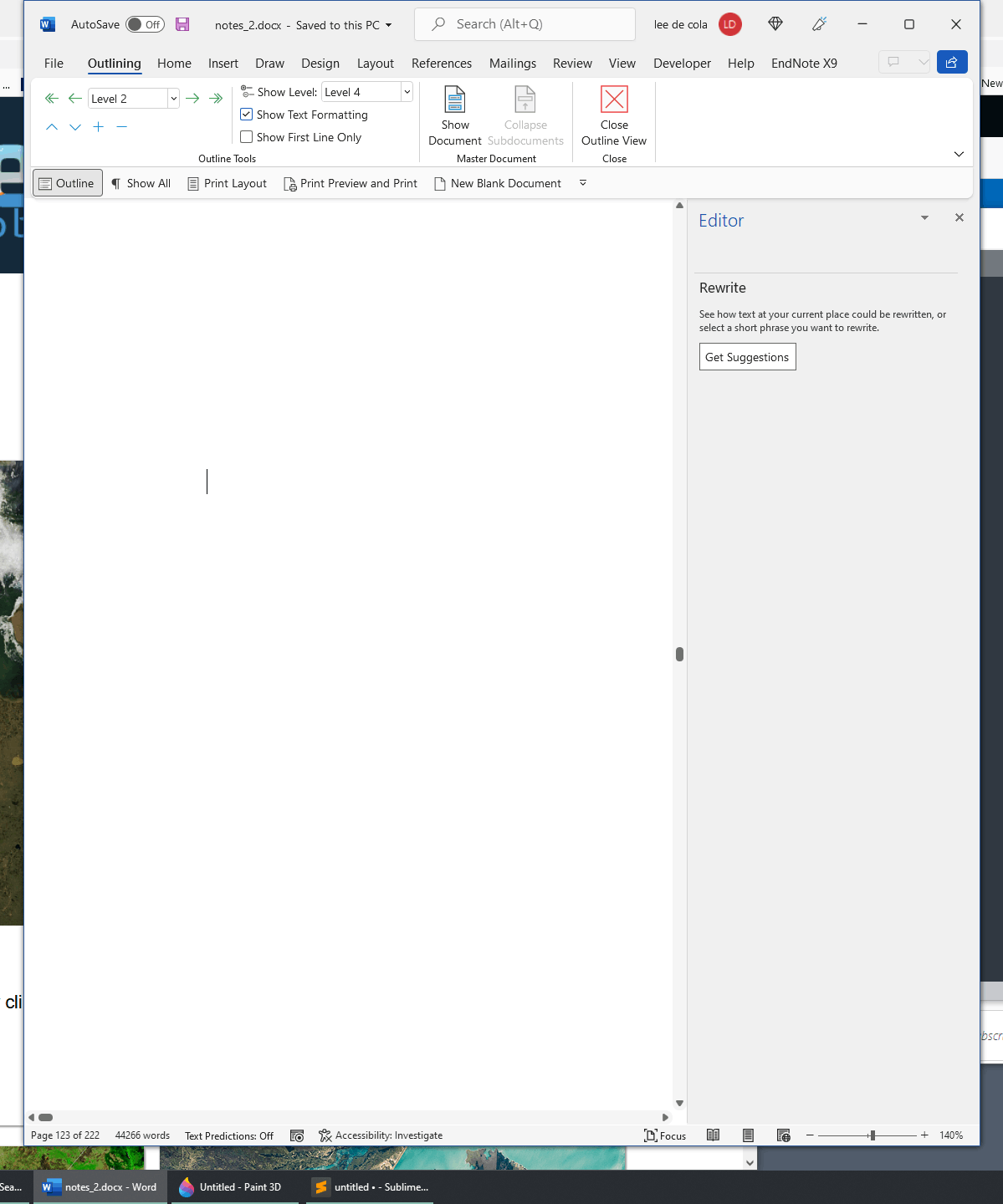 Text in MSWord outline disappears - Microsoft Q&A