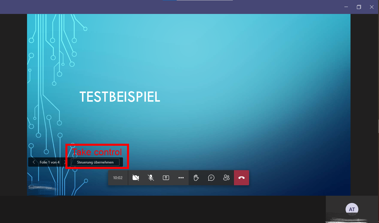 Teams: PowerPoint Presenter View: Disable the "take control ...