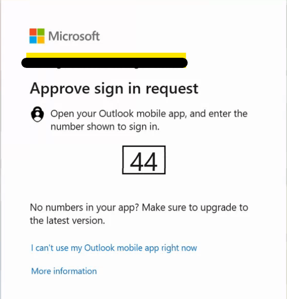 Why users are getting message "Open your Outlook mobile app, and enter the number shown to sign ...