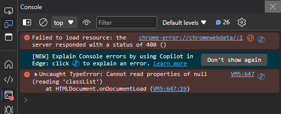 Error: "Web Page is not working" - Microsoft Q&A