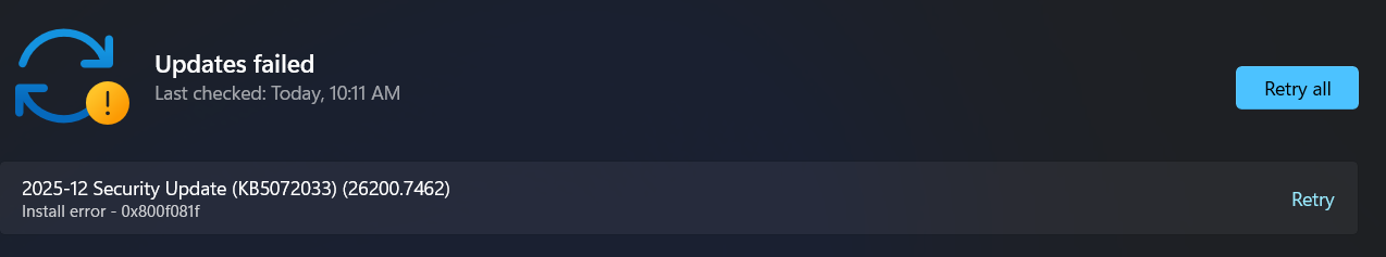 windows update problem - Microsoft Q&A