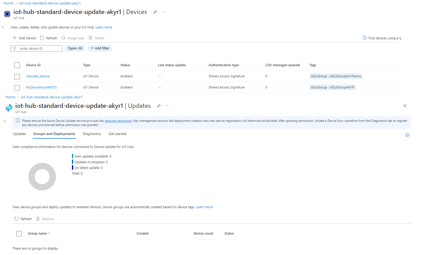 Device Update for IoT Hub authentication failure in Azure portal with correct access control ...