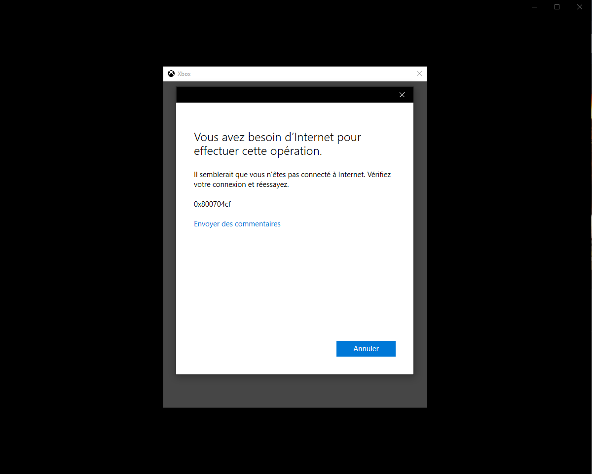 Problème de connexion microsoft store et Xbox 0x800704cf - Microsoft Q&A
