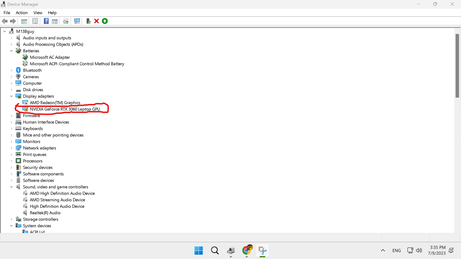 windows 11 have yellow exclamation mark in nvidia driver only in device ...